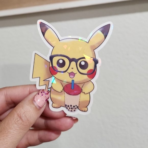 Design | Pikachu Nerd Glasses Boba Pokemon Handmade Stickers | Poshmark